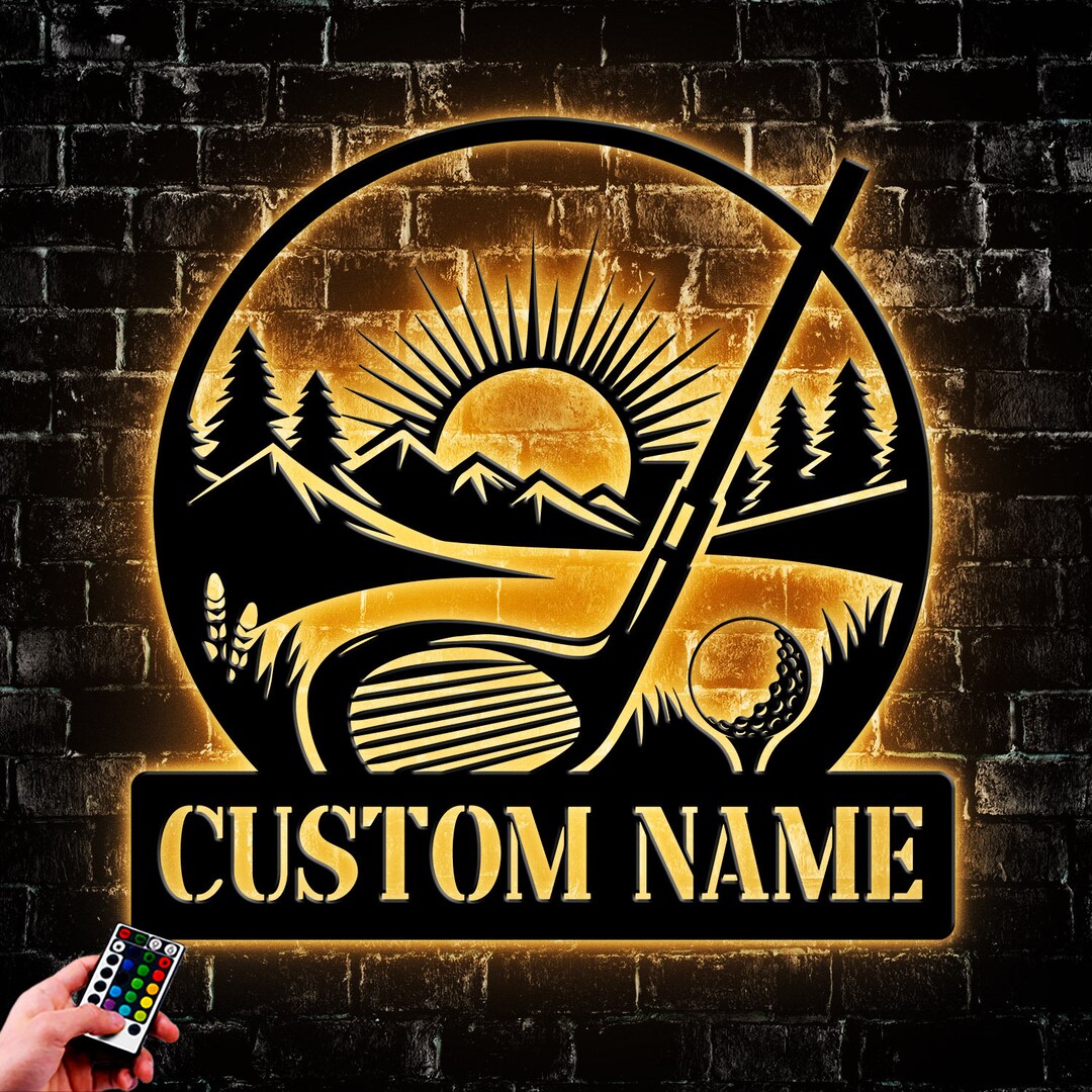 Custom Golfing Metal Wall Art Led Light, Personalized Golfer Player ...