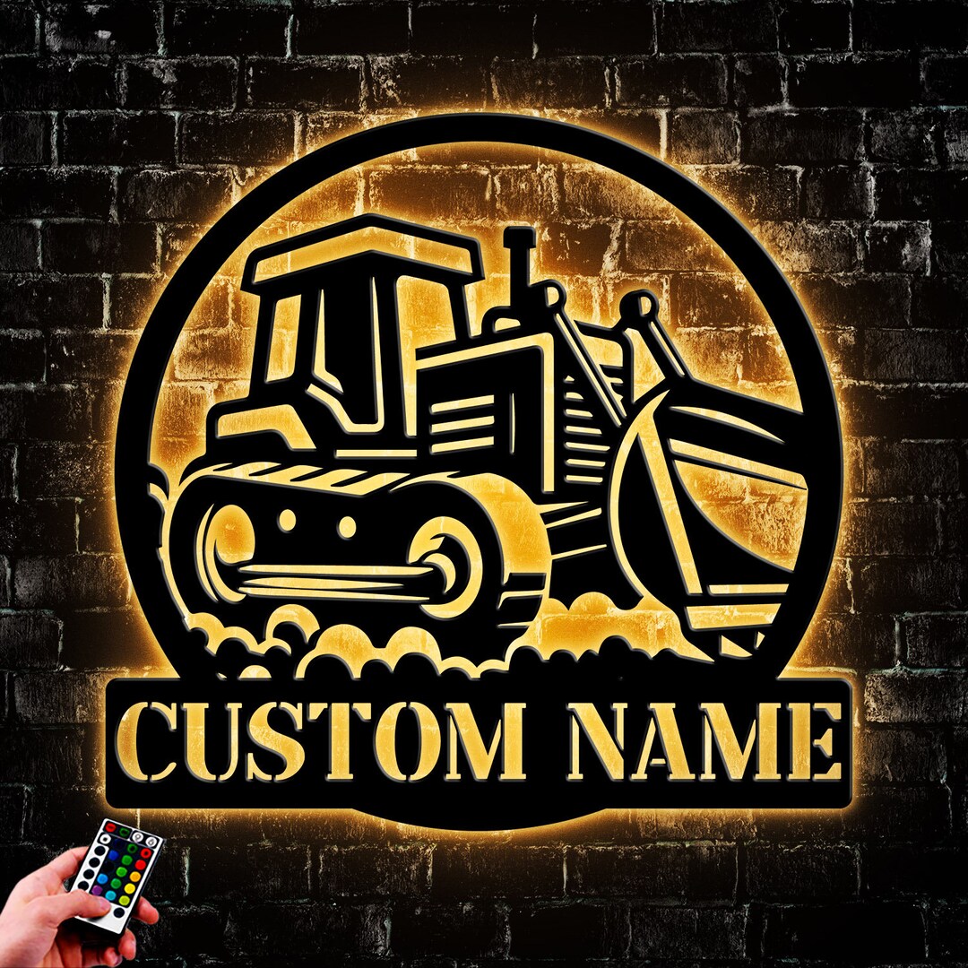 Custom Bulldozer, Dozer Metal Wall Art Led Light, Personalized Driver ...