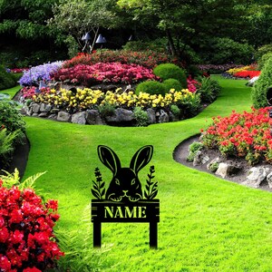 Custom Rabbit Farm Garden Metal Sign, Personalized Gardener Name Sign ...