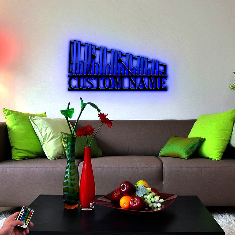 Custom Marimba Musical Instrument Metal Wall Art Led Light ...