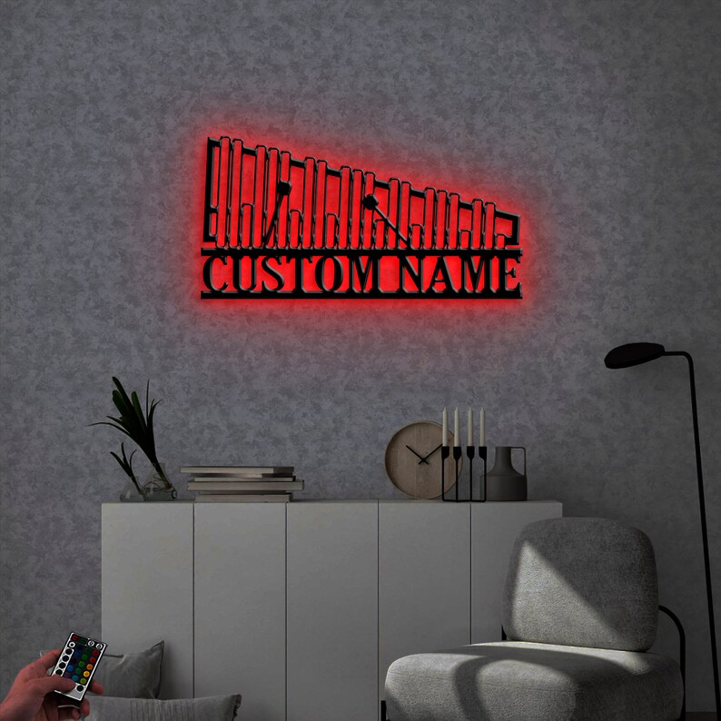 Custom Marimba Musical Instrument Metal Wall Art Led Light ...
