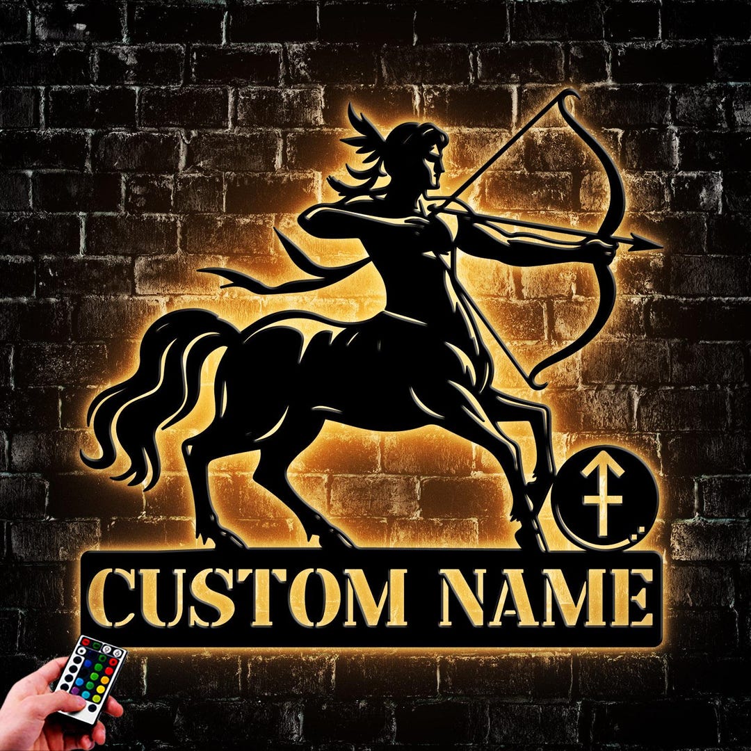 Custom Sagittarius Zodiac Symbol Constellation Stars Metal Wall Art LED ...
