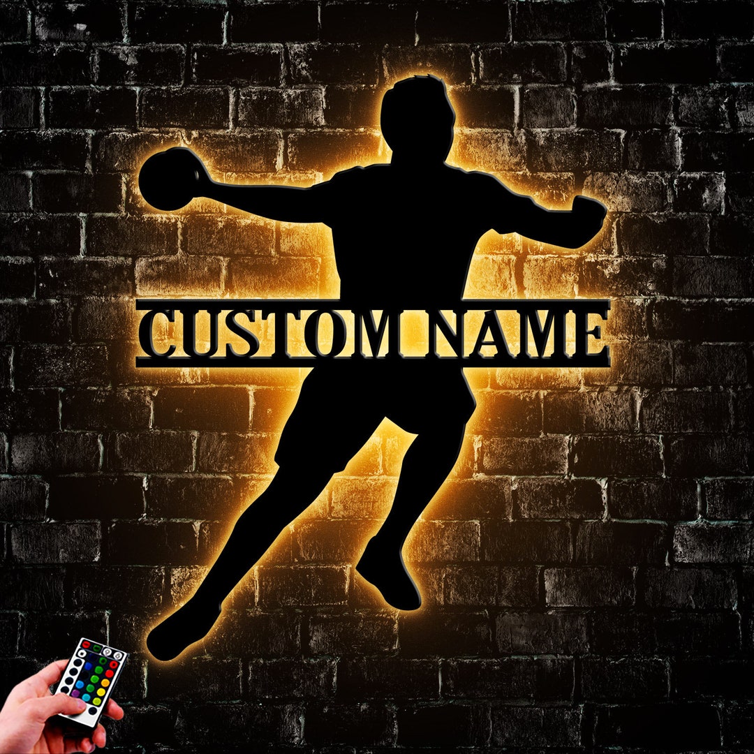 Custom Handball Metal Wall Art Led Light, Personalized Handball Player ...