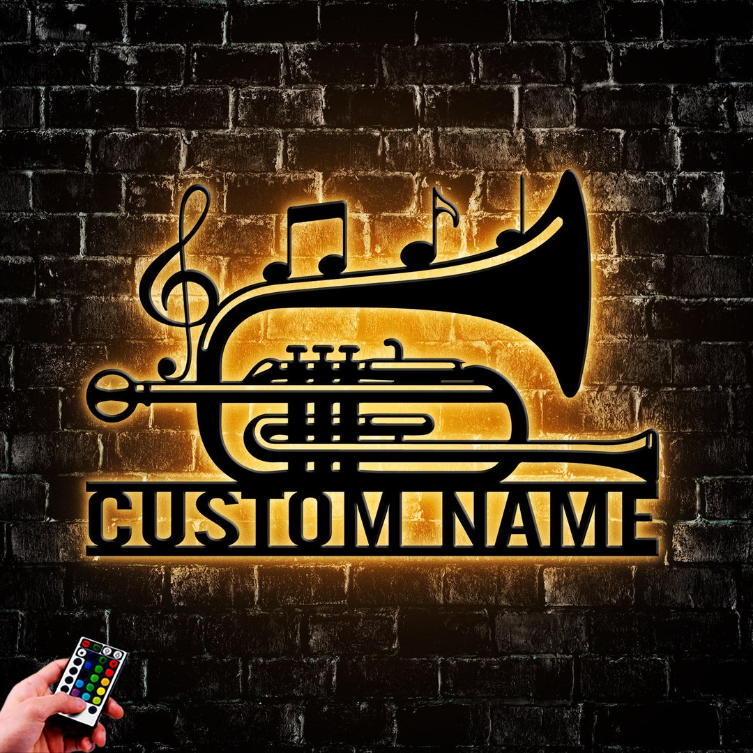 Custom Trombone Musical Instrument Metal Wall Art Led Light ...