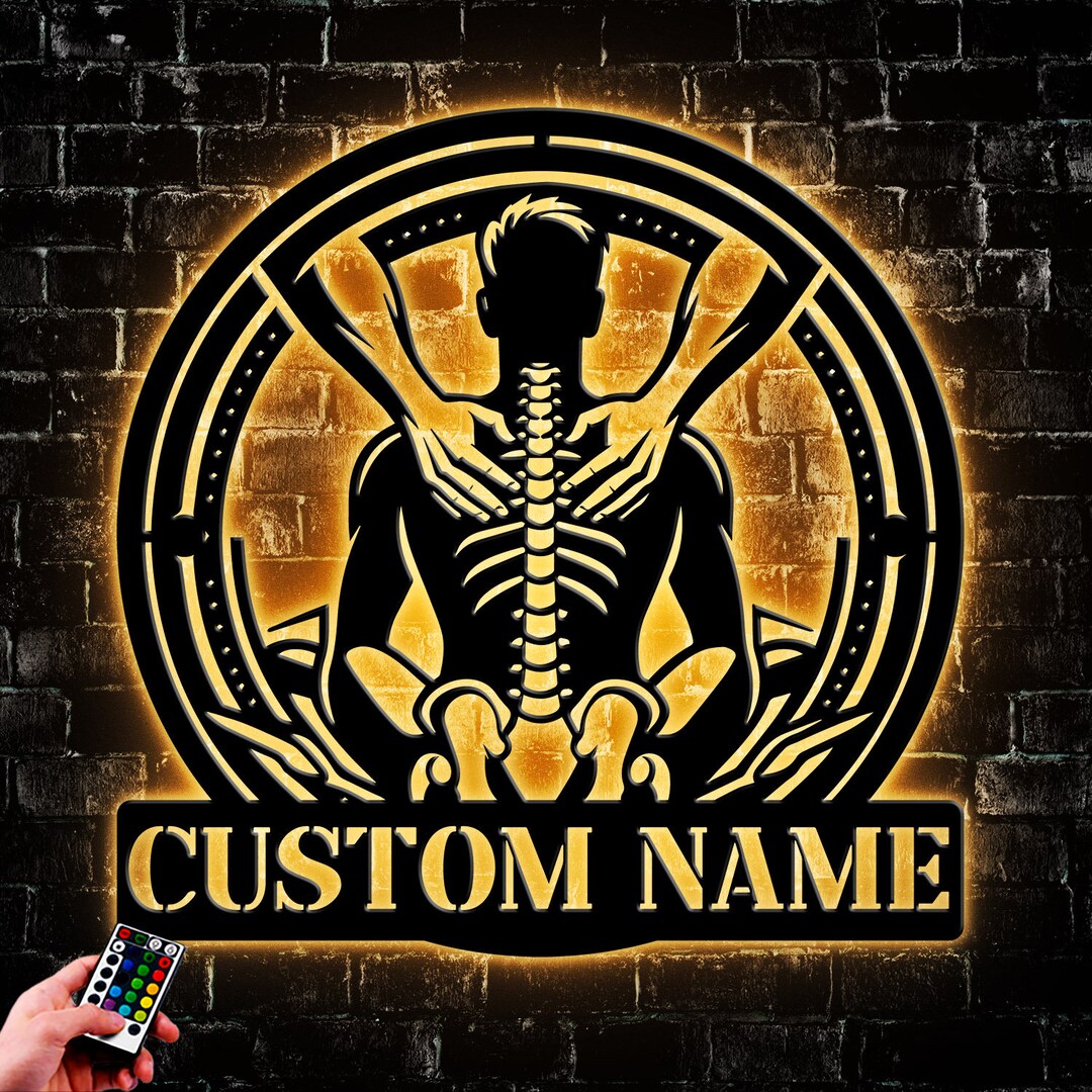 Custom Chiropractic Metal Wall Art LED Light, Personalized Chiropractor ...
