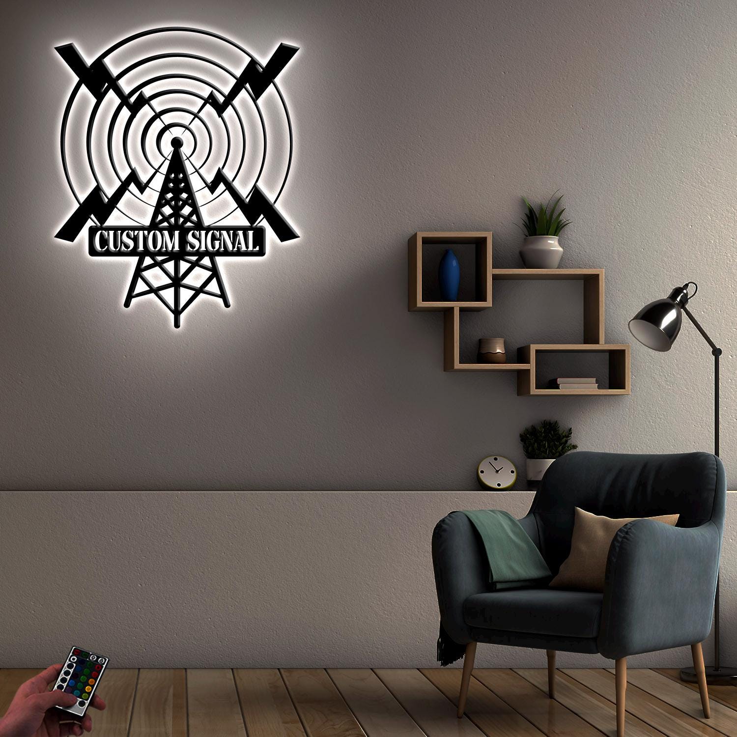 Custom Call Sign Metal Wall Art LED Light, Personalized Ham Radio Sign ...