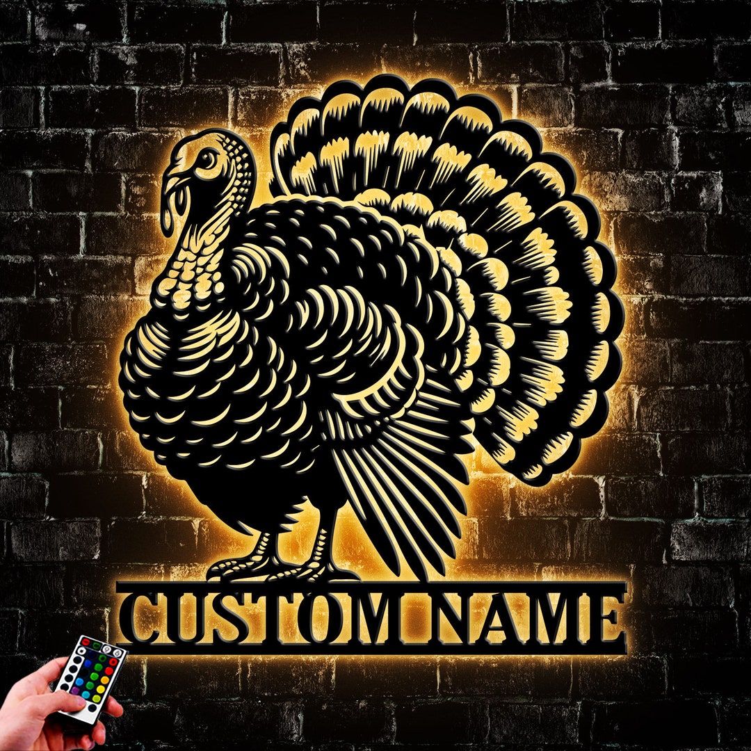 Custom Turkey Bird Metal Wall Art Led Light, Personalized Bird Lover ...