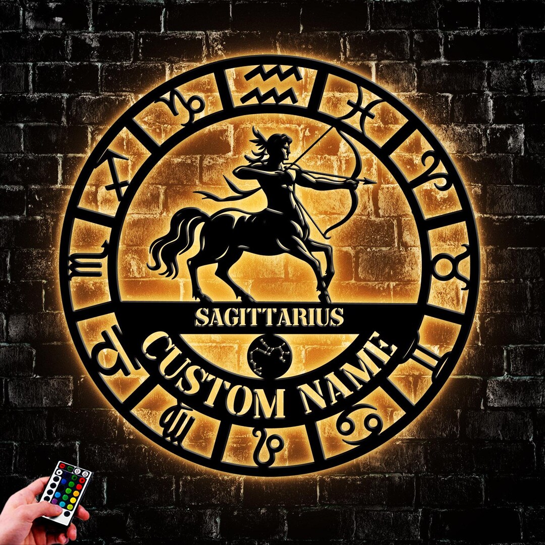 Custom Sagittarius Zodiac Symbol Constellation Stars Metal Wall Art LED ...