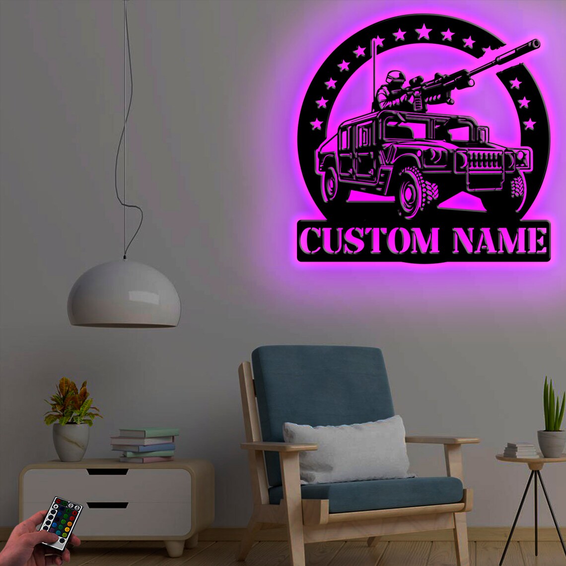Custom Humvee Metal Wall Art LED Light, Personalized Humvee Driver Name ...