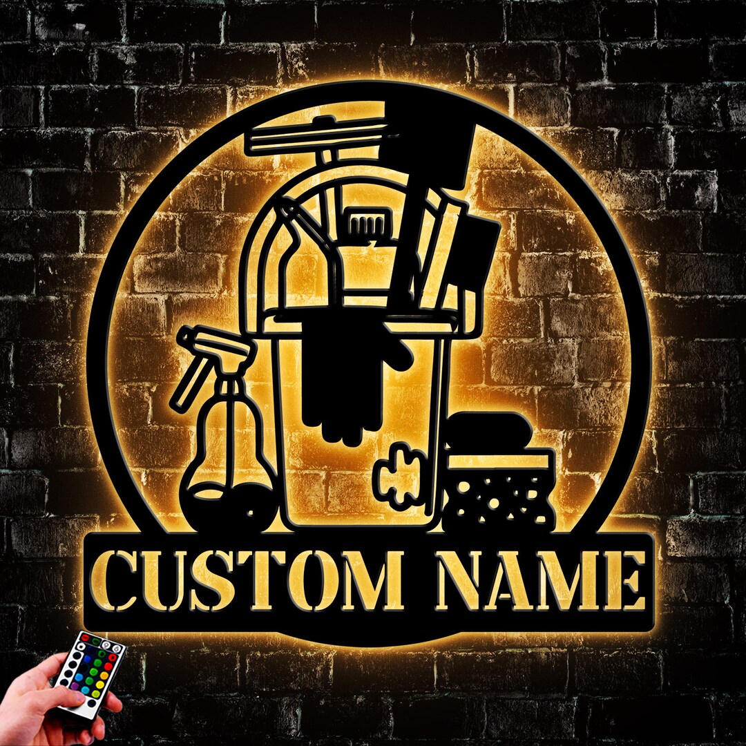 Custom Cleaning Service Metal Wall Art Led Light, Personalized House ...