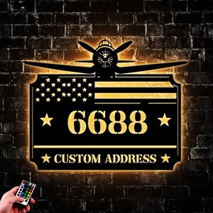 Custom Airplane Aircraft Pilot Metal House Number LED Light ...