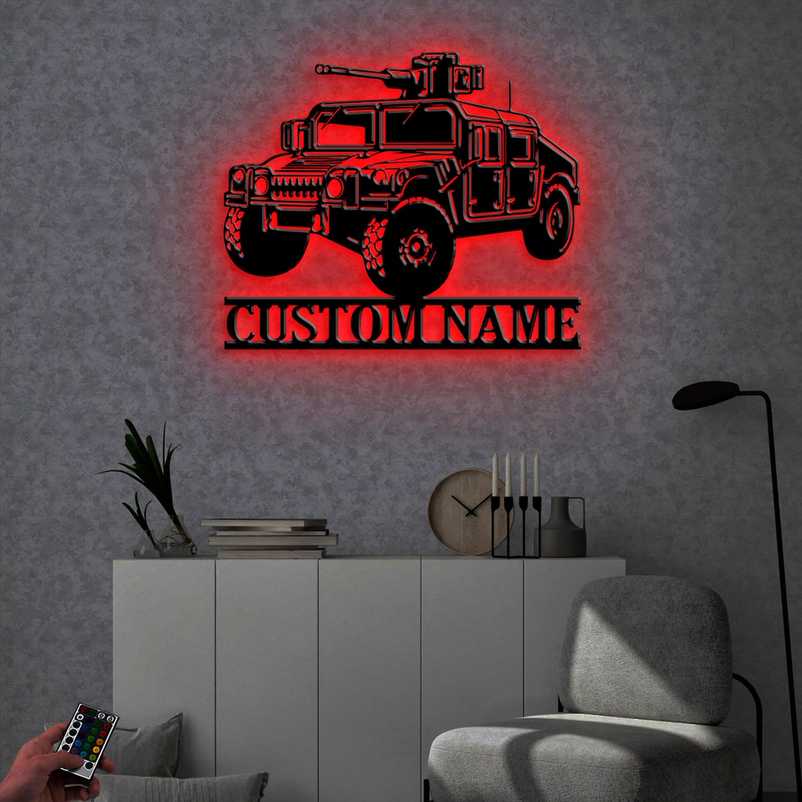 Custom Humvee Metal Wall Art LED Light, Personalized Humvee Driver Name ...