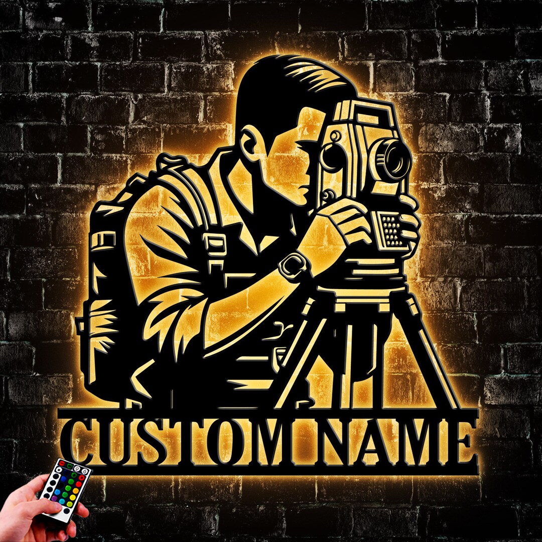 Custom Geodetic Device Metal Wall Art Led Light, Personalized Surveyor ...