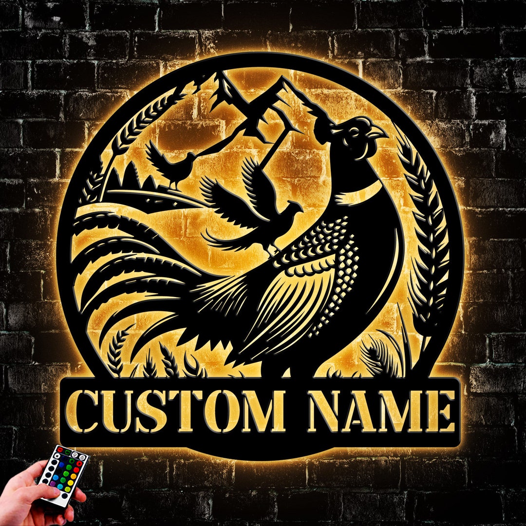 Custom Pheasant Metal Wall Art Led Light, Personalized Animal Lover ...