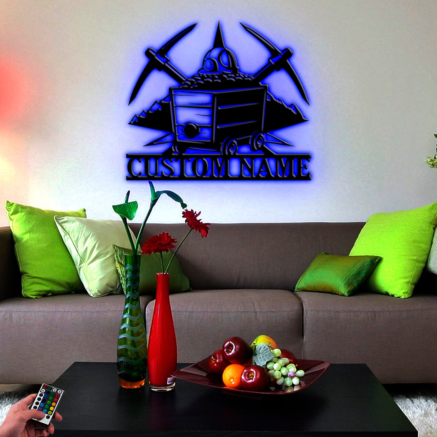 Custom Coal Mining Metal Wall Art Led Light, Personalized Miner Name ...