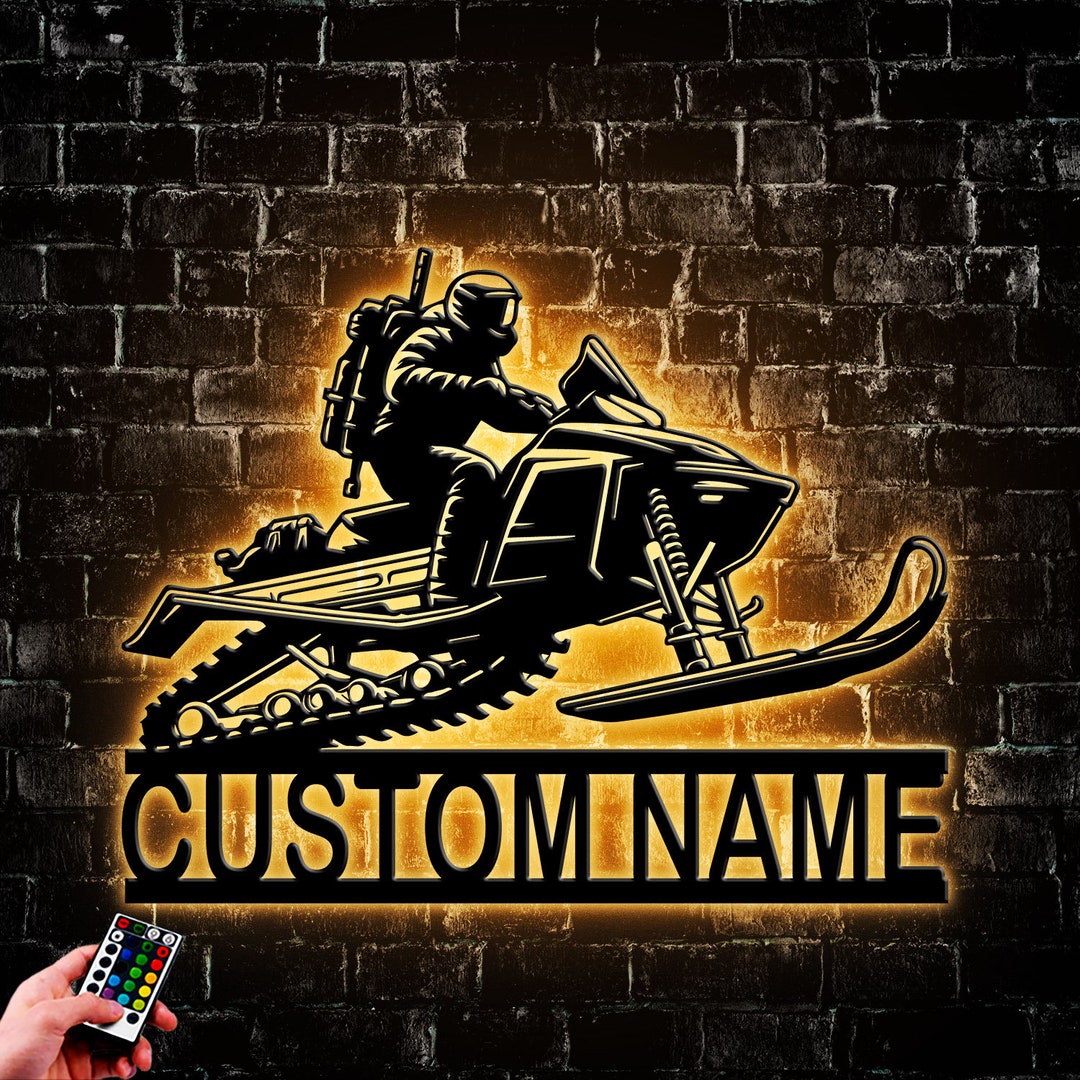 Custom Snowmobile Metal Wall Art Led Light, Personalized Snow Mobile ...