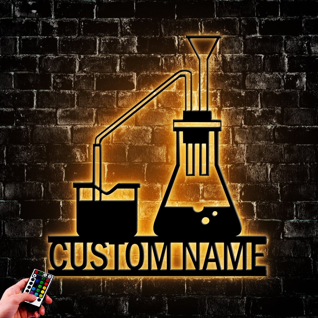 Custom Science Teacher, Science Student Metal Wall Art Led Light ...