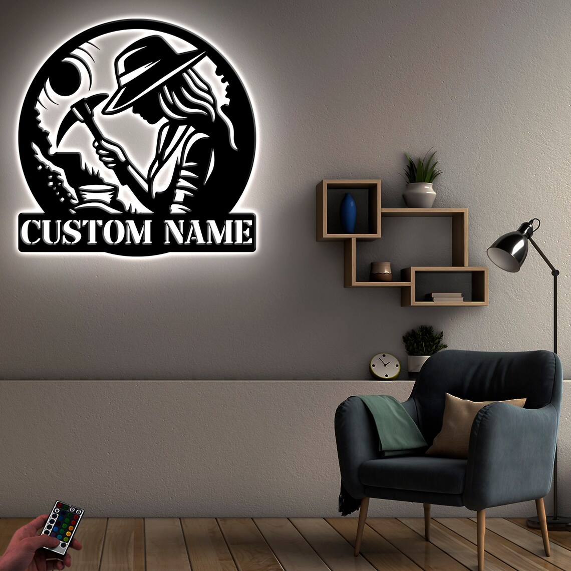 Custom Archaeology Rock Metal Wall Art LED Light, Personalized ...