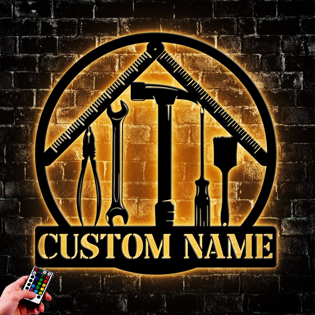 Custom Work Repairs Roofs Metal Wall Art Led Light, Personalized ...