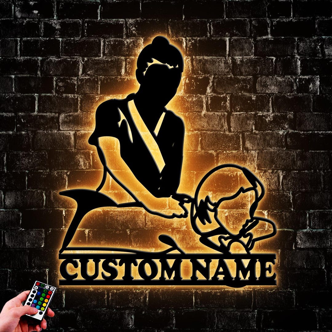 Custom Massage Therapist Metal Wall Art LED Light, Personalized ...