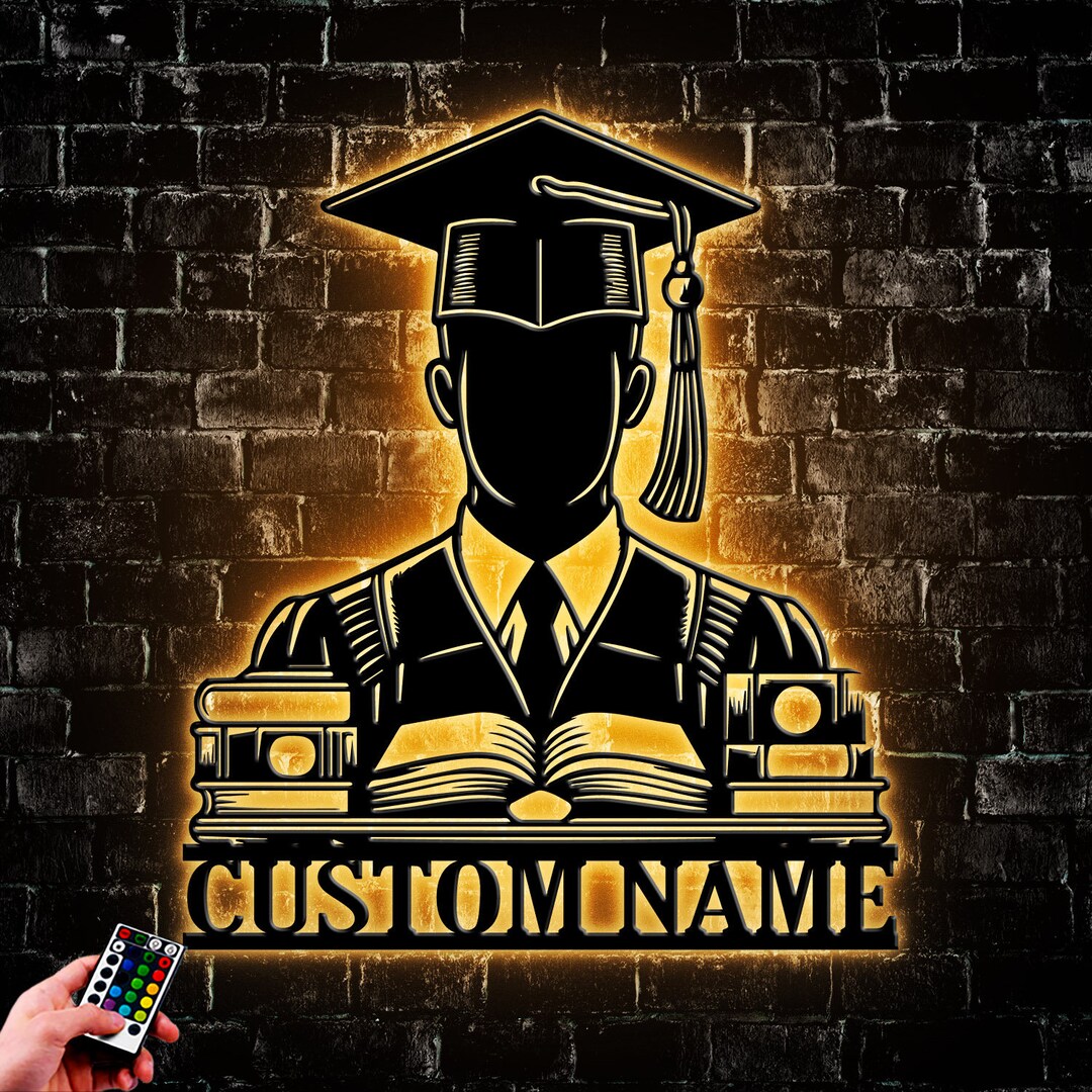 Custom Psychology Graduation Metal Wall Art LED Light, Personalized ...
