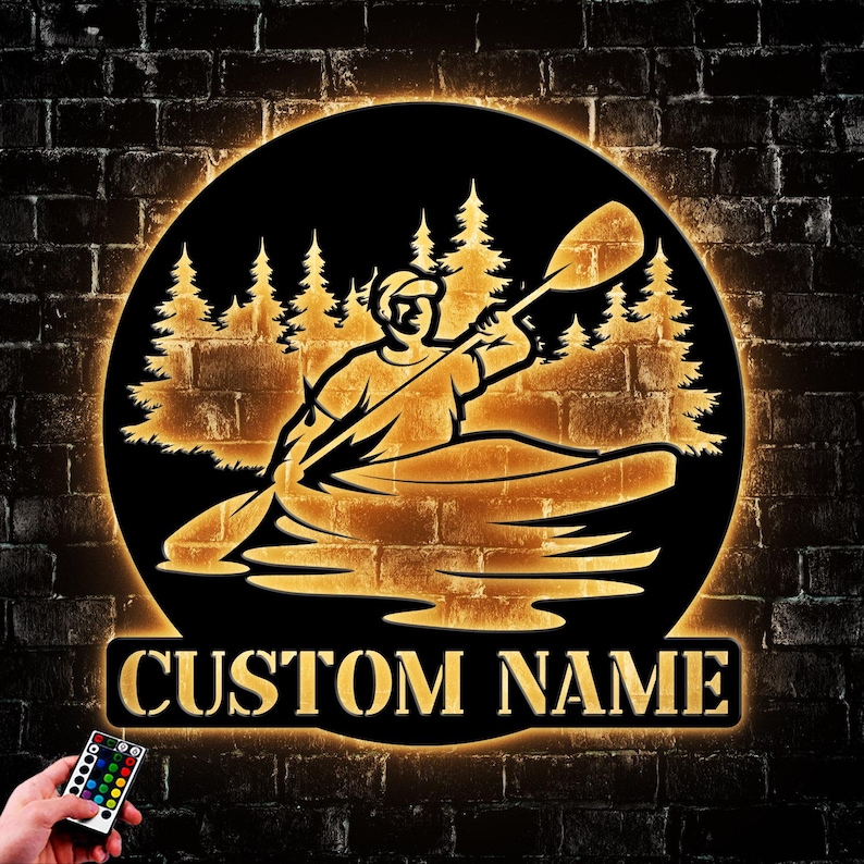 Custom Rowing Metal Wall Art LED Light, Personalized Boat Racers Name ...