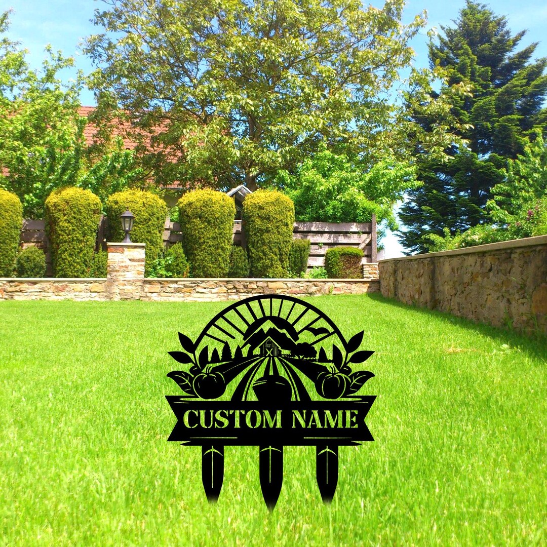 Custom Farm Garden Metal Sign, Personalized Gardener Name Sign Outdoor ...