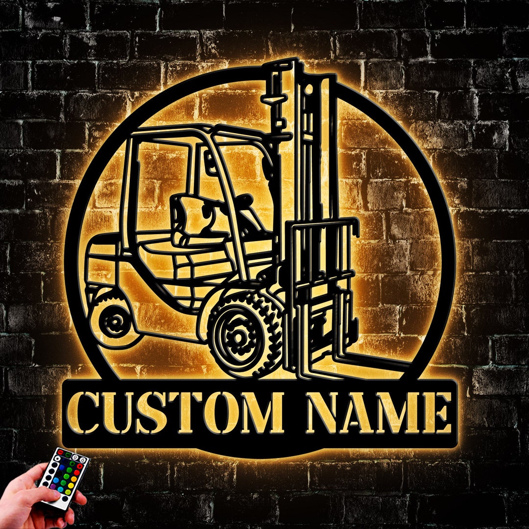 Custom Forklift Metal Wall Art Led Light, Personalized Forklift Truck ...