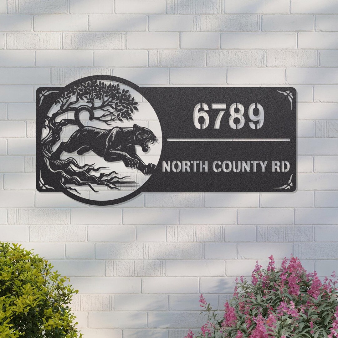 Custom Panther Address Sign, Personalized Animals Lover Name Yard Stake ...