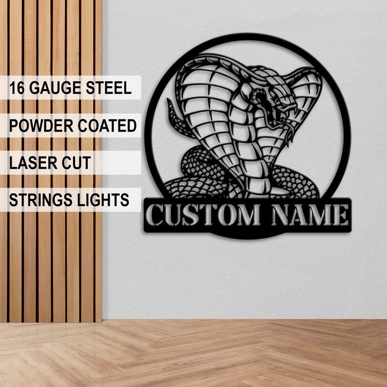 Custom King Cobra Snake Metal Wall Art Led Light, Personalized Cobra ...