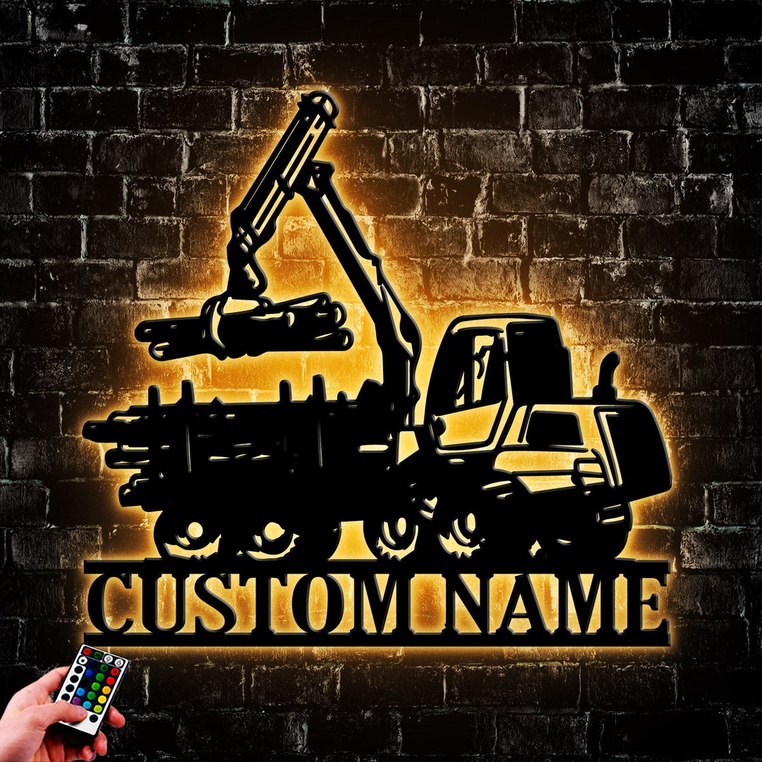 Custom Logging Lumber Harvester Metal Wall Art Led Light, Personalized ...
