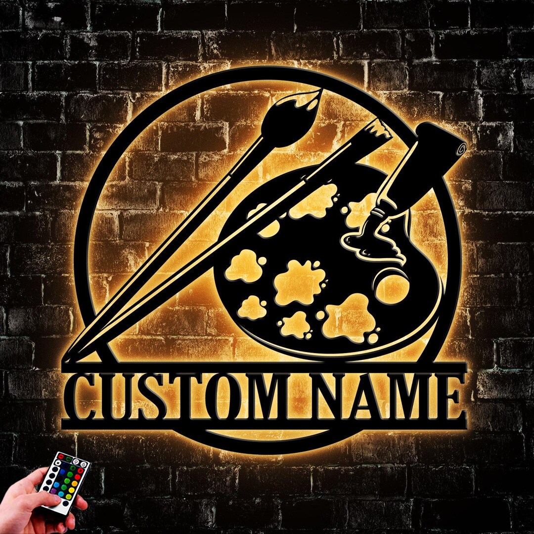 Custom Artist Metal Wall Art LED Light, Personalized Painting Teacher ...