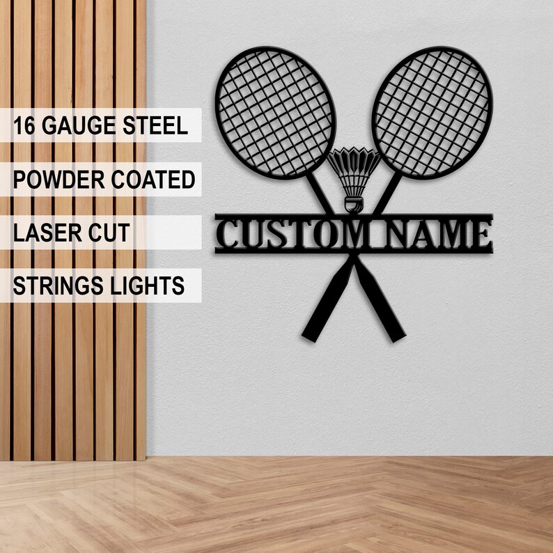 Custom Badminton Metal Wall Art Led Light, Personalized Badminton ...