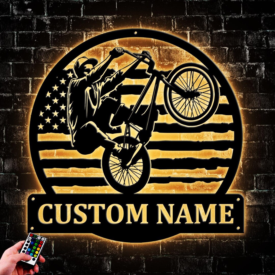 Personalized BMX Racer Metal Wall Art With LED Lights - Etsy