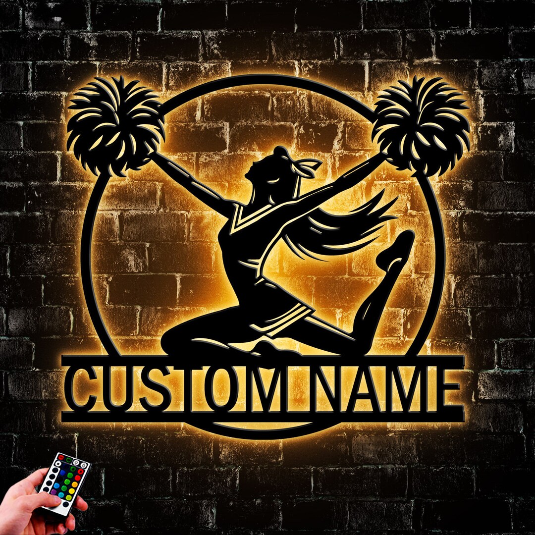Custom Cheerleading Metal Wall Art Led Light, Personalized Cheerleader ...