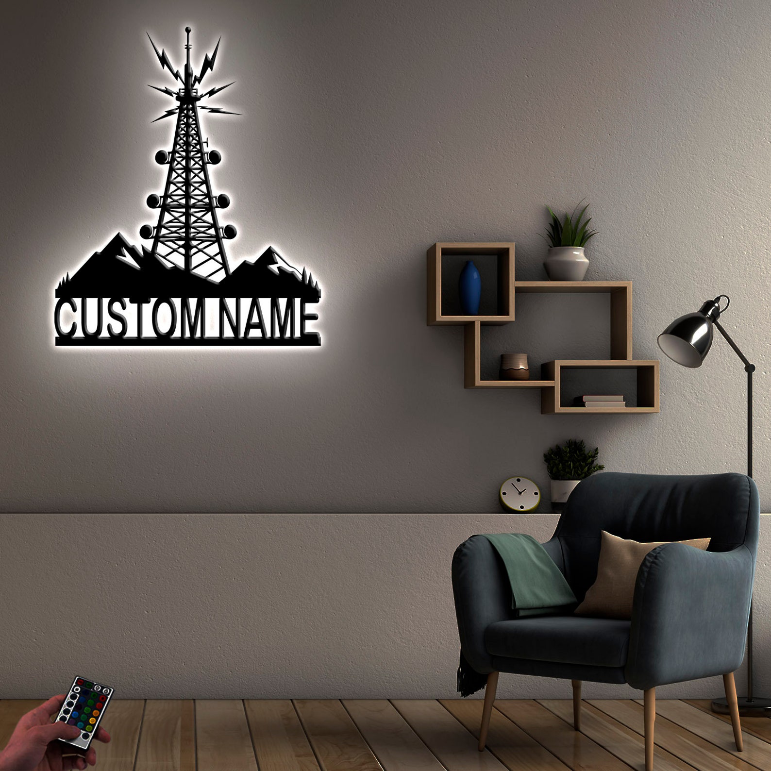 Custom Call Sign Metal Wall Art Led Light, Personalized Ham Radio Sign ...