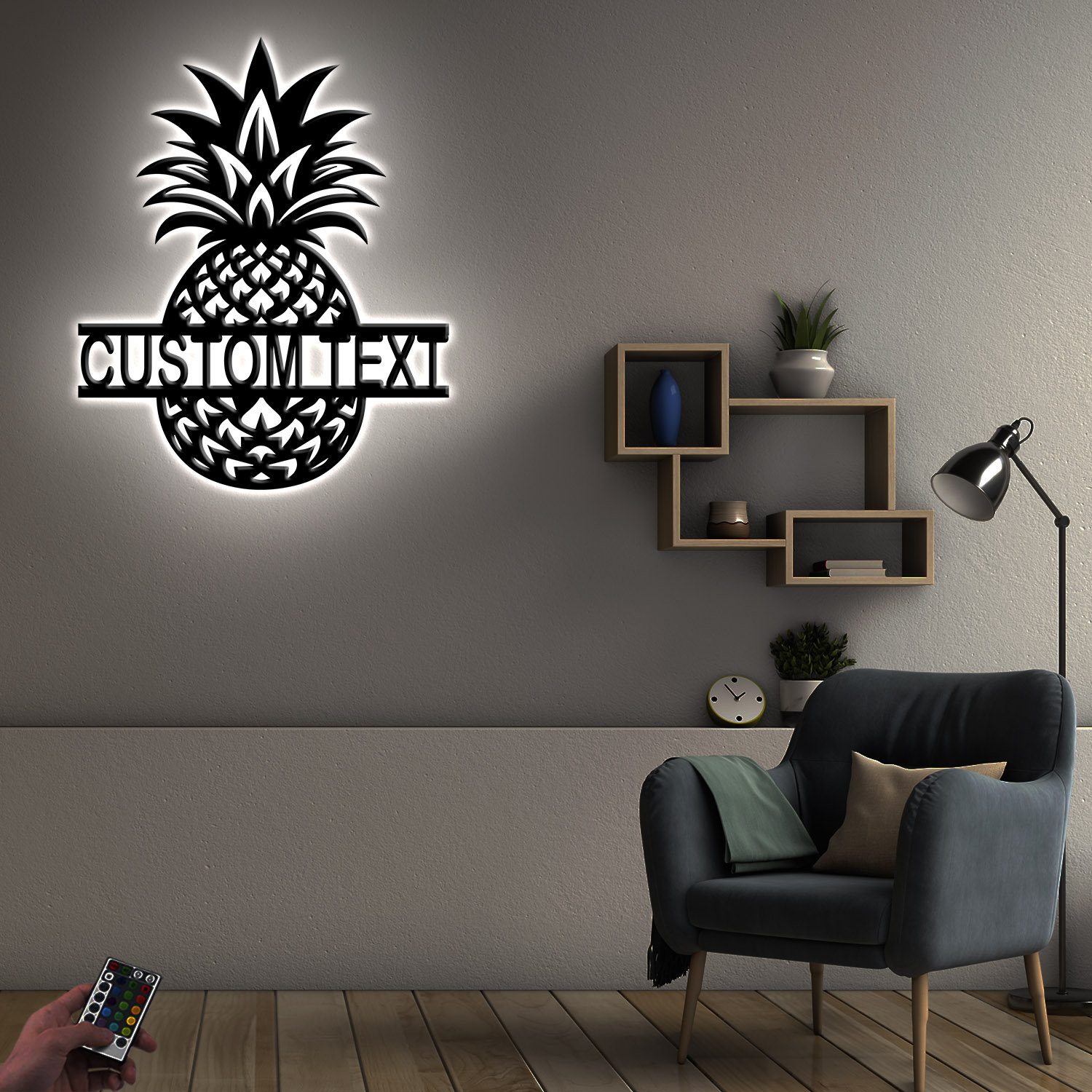 Custom Pineapple Metal Wall Art Led Light, Personalized Welcome New ...