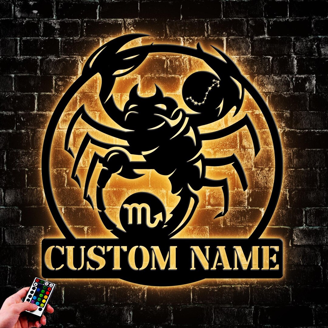 Custom Scorpio Zodiac Symbol Constellation Stars Metal Wall Art LED ...