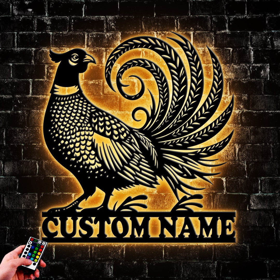 Custom Pheasant Metal Wall Art Led Light, Personalized Animal Lover ...