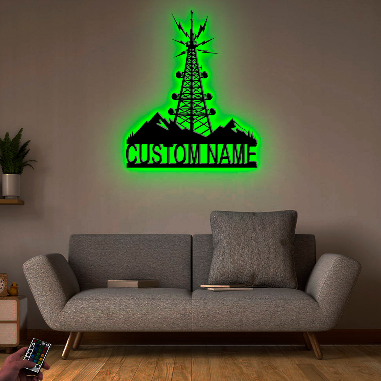 Custom Call Sign Metal Wall Art Led Light, Personalized Ham Radio Sign ...