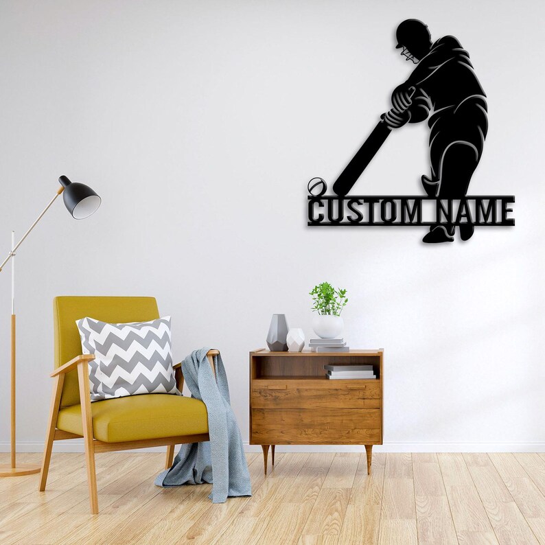 Custom Cricket Metal Wall Art LED Light, Personalized Cricket Player ...