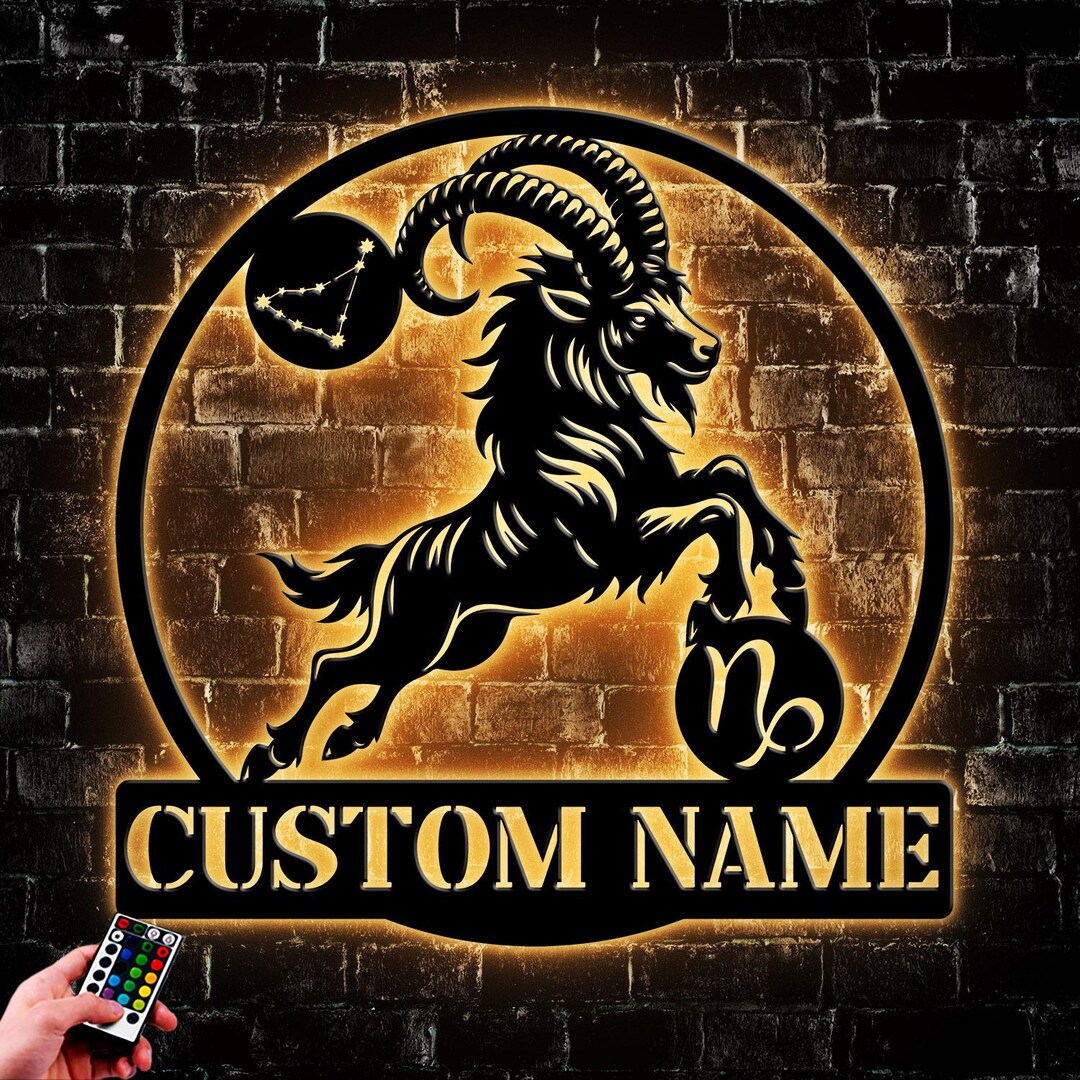 Custom Capricorn Zodiac Symbol Constellation Stars Metal Wall Art LED ...