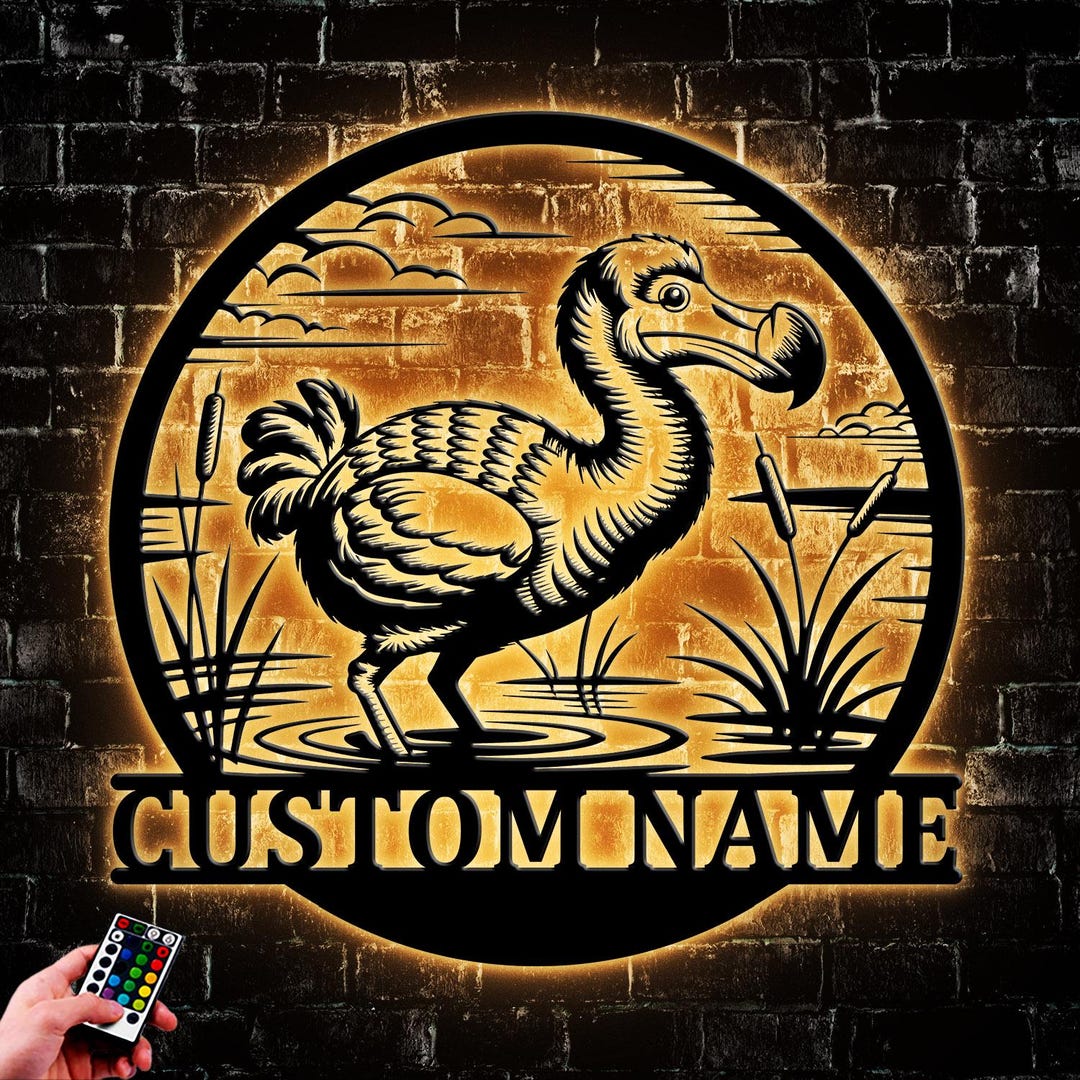 Personalized Dodo Bird Monogram Metal Wall Art With Led Lights, Dodo ...
