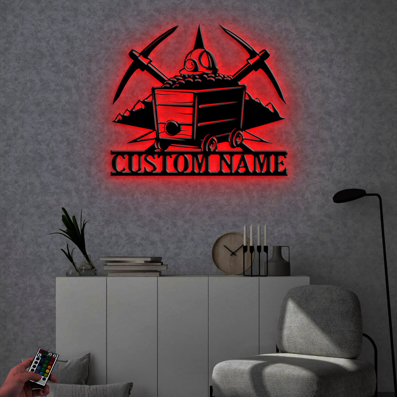 Custom Coal Mining Metal Wall Art Led Light, Personalized Miner Name ...