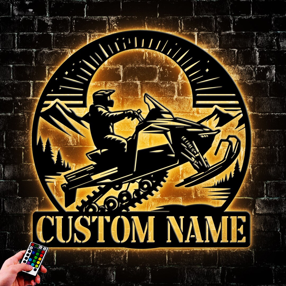 Custom Snowmobile Metal Wall Art Led Light, Personalized Snow Mobile ...