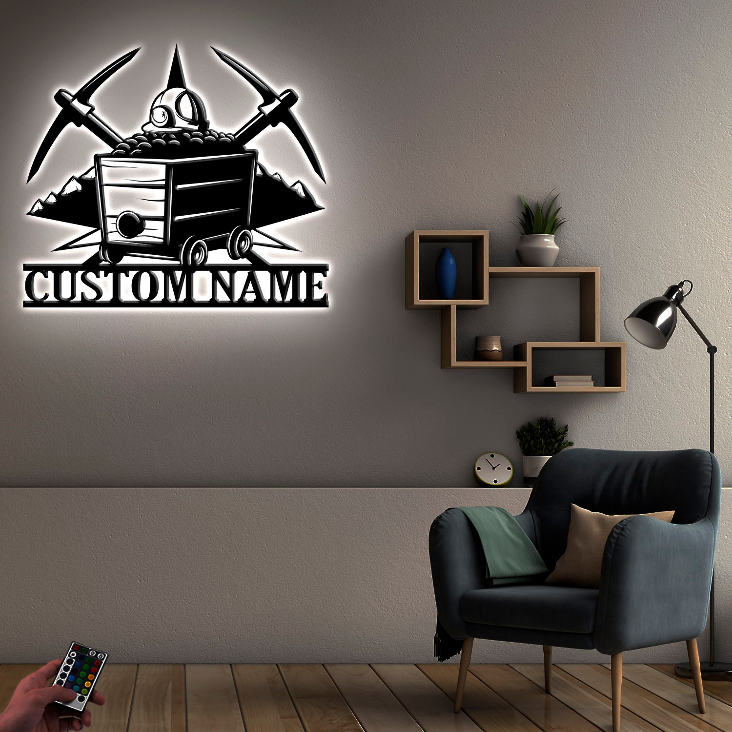 Custom Coal Mining Metal Wall Art Led Light, Personalized Miner Name ...