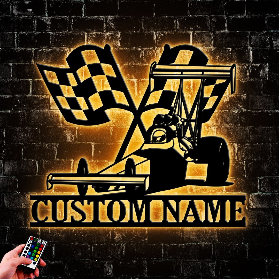 Custom Top Fuel Dragster Metal Wall Art Led Light, Personalized Drag ...
