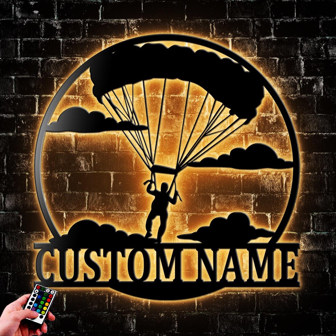 Personalized Parachute Military Helicopter Metal Wall Art Led Light ...