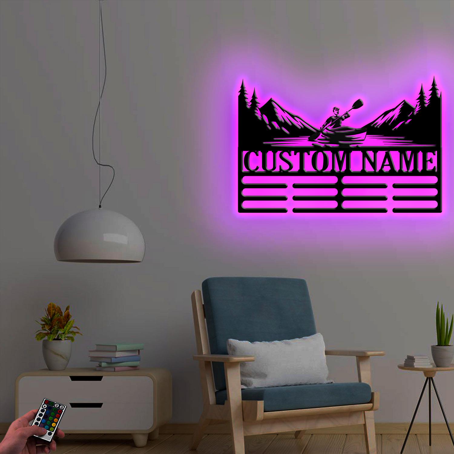 Custom Rowing Medal Holder LED Light, Personalized Rower Name Medal ...