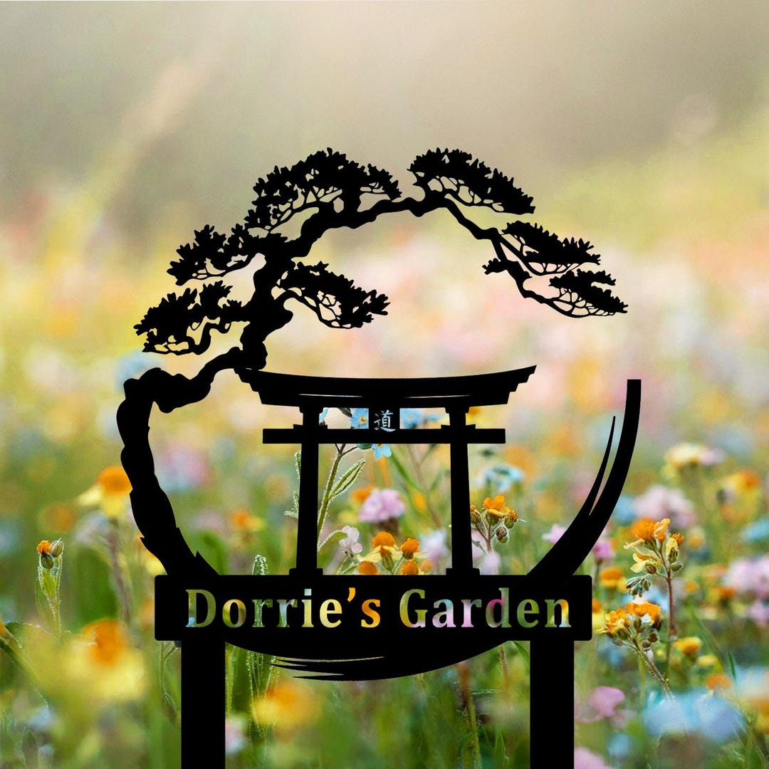 Personalized Tori Gate Bonsai Tree Metal Wall Art, Tori Gate Metal Sign ...